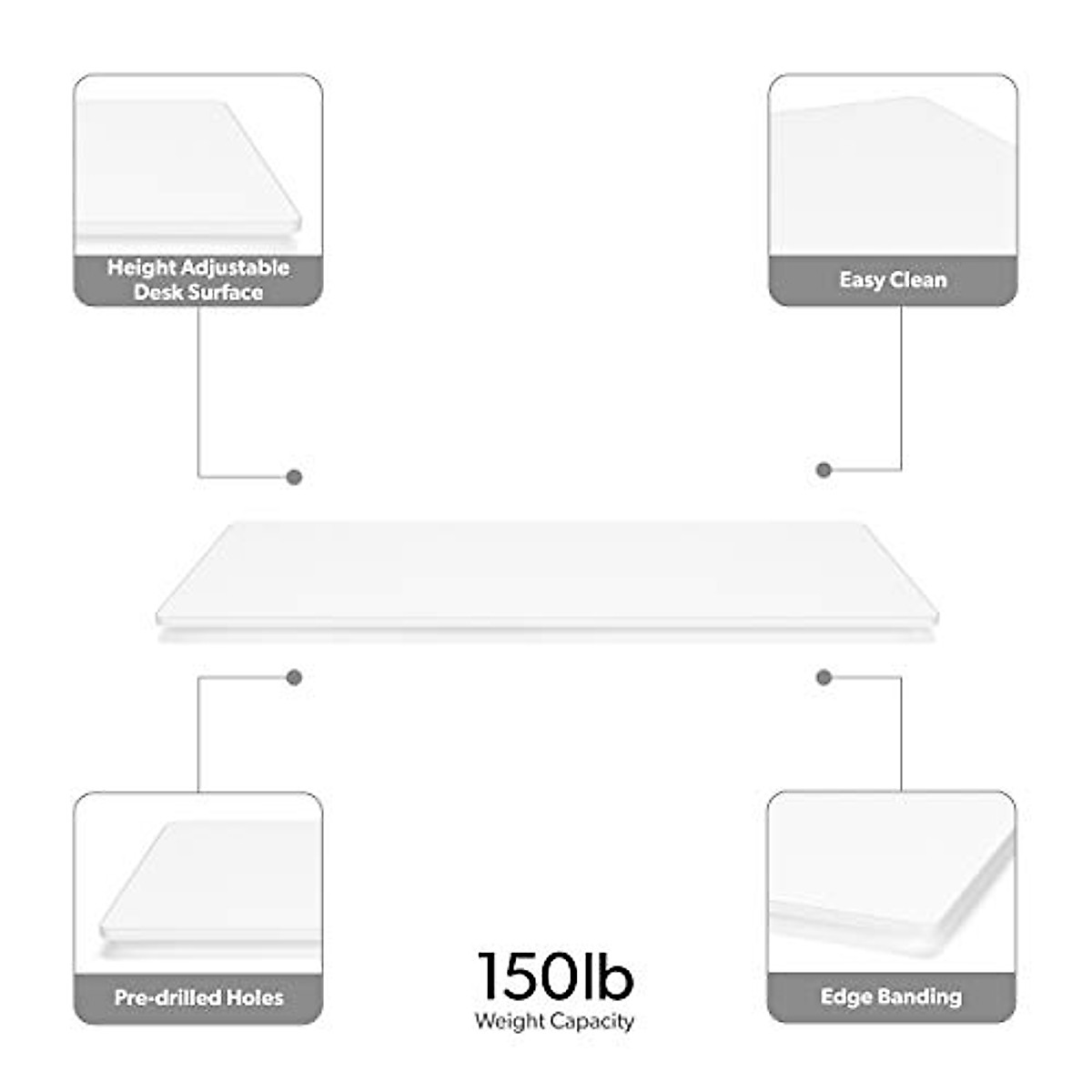 HON Basyx Commercial-Grade Table Top ONLY for Height Adjustable Desk Base, 60", White