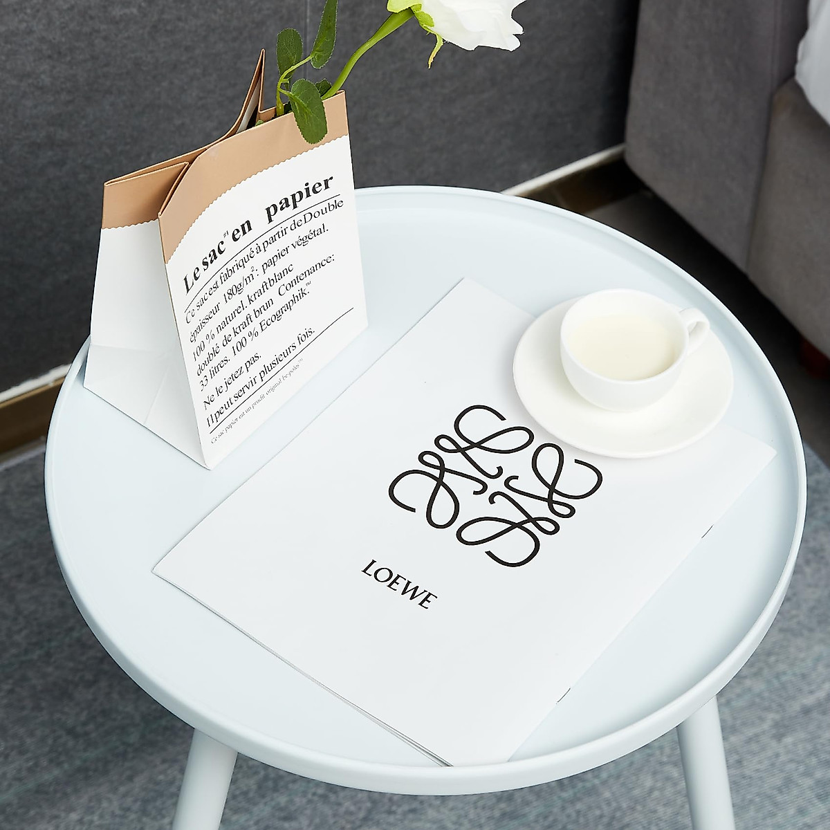 End/Side Tables - Small Round Accent Table, Metal White Narrow Night Stands with 3 Legs, Ideal for Any Room-Side Tables Living Room, Bedroom, Plant Stand Balcony, Indoor & Outdoor