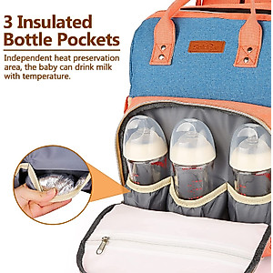 Soldow Diaper Bag Backpack, Multifunction Baby Bags,with Portable Changing Pad & USB Port, Stroller Straps & Pacifier Case,Large Capacity, Multipurpose Travel Backpack for Moms Dads