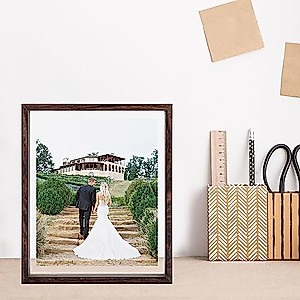Trwcrt 8x10 Picture Frame Set of 2, Double Glass Floating Photo Frames Display up to 10 x 12 photos for Wall or Tabletop Display, Brown