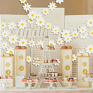 Henoyso 12 Packs Daisy Groovy Boho Party Banners, Daisy Garland Kit Daisy Hanging Swirl Daisy Paper Cutouts White Daisy Party Decorations for Home Classroom Shower Birthday Party Favor Supplies