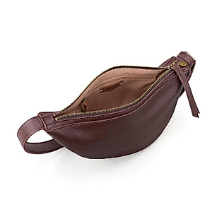 The Sak Tess Sling Bag in Leather, Adjustable Crossbody Strap, Mahogany