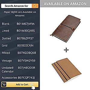 WANDERINGS Leather Travelers Notebook Refillable Travel Journal - Hand-Crafted Genuine Leather Journal for Writing, Poets, Travelers, as a Diary or Life Planner - Blank Inserts - 8.5x4.5in