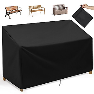 Outdoor Bench Cover for 2-Seater, 600D Patio Bench Furniture Covers with Air Vents, Heavy Duty All Weather Resistant Bench Cover, 53L x 26W x 35H