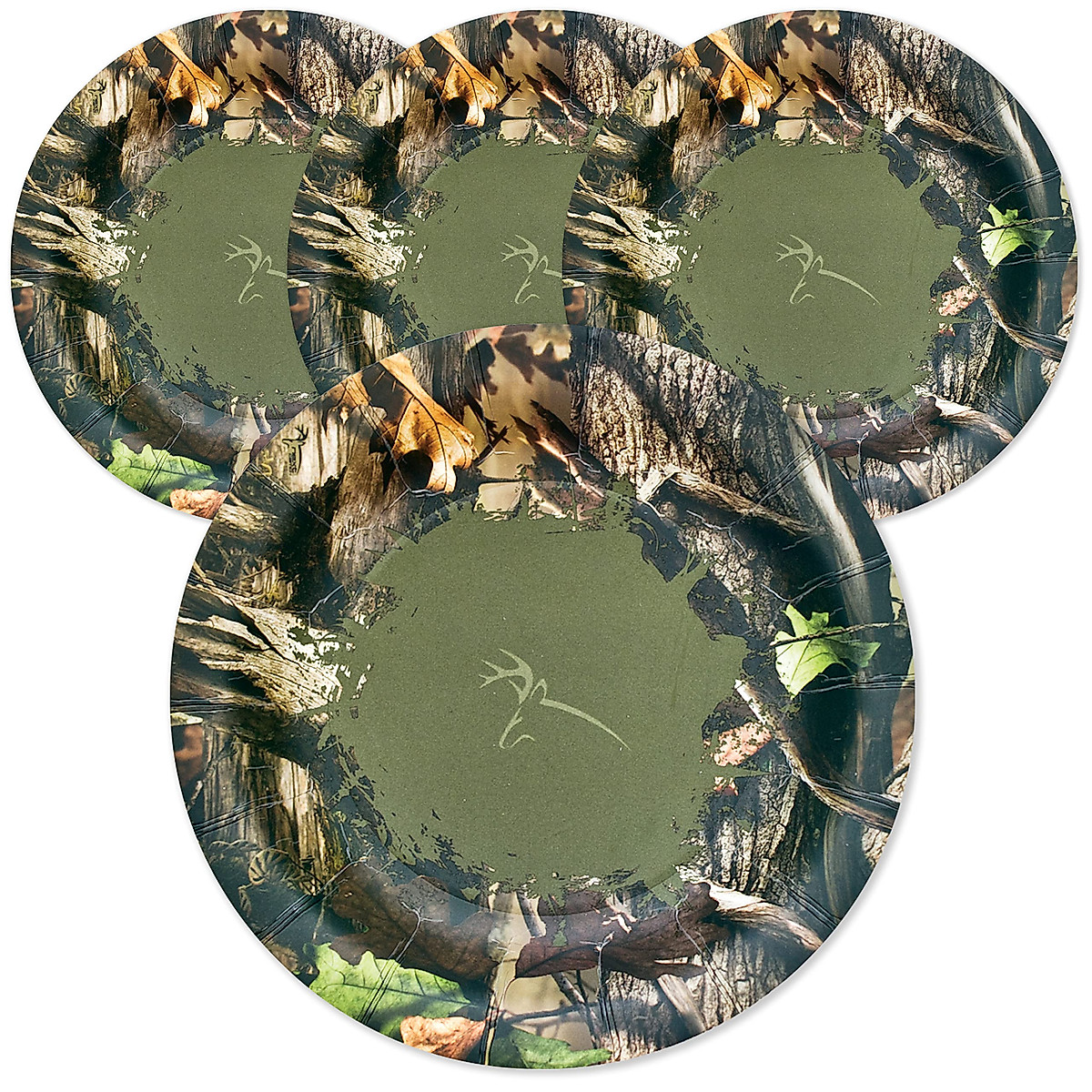 Havercamp Next Camo 7" Party Plates (24 pack) Hunting Camo Round Dessert Plates with Buck logo. Great for Hunter Themed Party, Camouflage, Birthdays, Graduations, Outdoor Family Picnics.