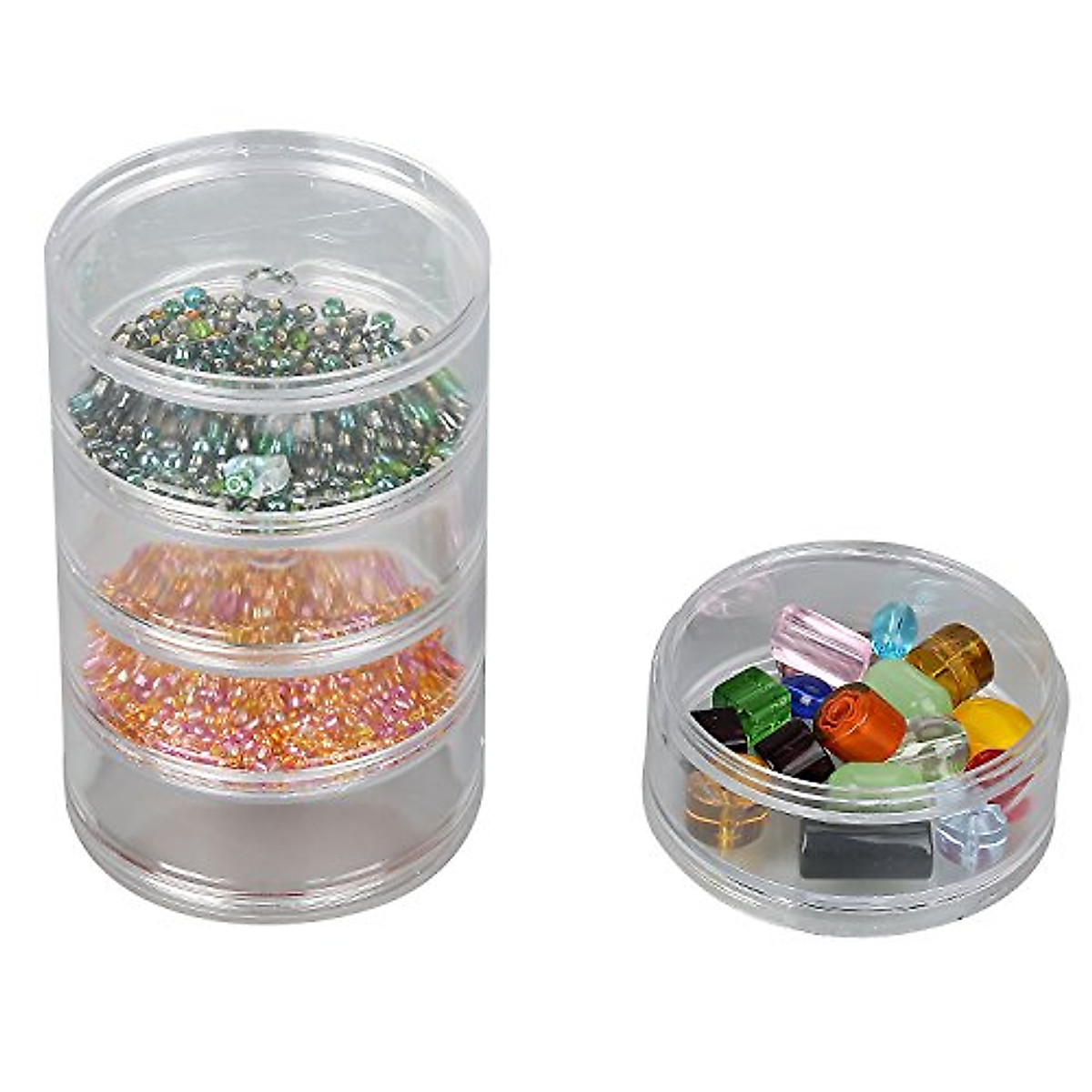 TDOTM 4/5 Layer Big Cylinder Stackable Transparent Round PS Plastic Cosmetics Jewelry Beads Sewing Pills Storage Container Box (5Layer)…