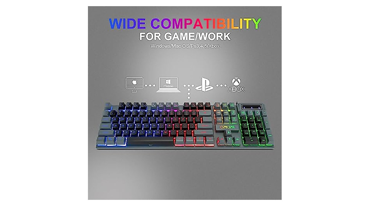 CHONCHOW Gaming Keyboard and Mouse Combo LED Backlit 104Keys Full Size ...