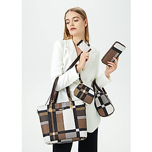 2E-youth Designer Purses and Handbags For Women Satchel Shoulder Bag Tote Bag For Work Clutch Purses (Brown)