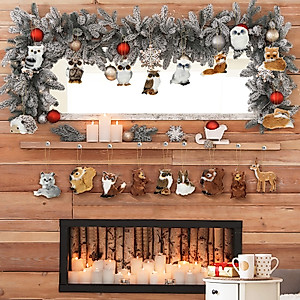 Plush Animal Christmas Ornaments, Felt Woodland Forest Furry Animals for Christmas Tree Ornaments Backpack Holiday Party Hanging Decoration Home(30 Pieces,Fresh)