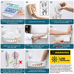 TAILI Corner Shower Caddy Suction Cups Heavy Duty 2 Pack, Small Bathroom Shower Shelf Storage Wall Mounted shower Organizer for Shampoo,Conditioner,Plastic shower Basket, Drill-Free Removable