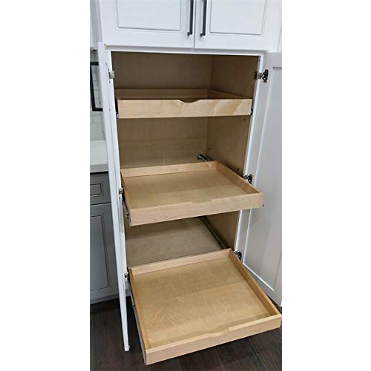 26'' Width Drawer Roll Wood Tray Drawer Box Kitchen Organizer Cabinet Slide Out Shelve, Pull-Out Shelf, Pantry Organization & Storage w/ Sliders-- DIY Project (Fits RTA Face Frame B30 and Pantry30)