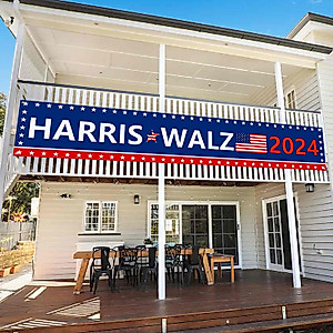 Probsin Harris Walz 2024 Banner 120" x 20" Support Kamala Harris Tim Walz for President VP Banner Yard Sign Party Supplies Photo Backdrop Poster Hanging Outdoor Gate Decor Fence Door Indoor Wall