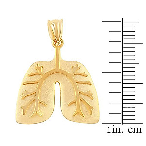 14k Yellow Gold Human Lungs Anatomy Charm Pendant