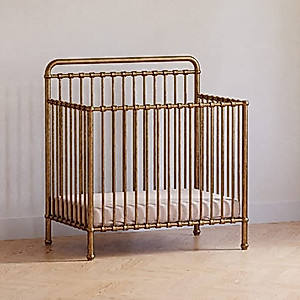 NAMESAKE Winston 4-in-1 Convertible Mini Metal Crib in Vintage Gold, Greenguard Gold Certified
