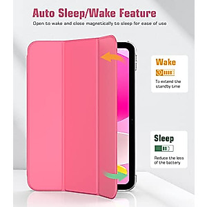 TiMOVO Case for iPad 10th Generation Case 2022,Slim Stand Cover for iPad 10th Gen 10.9 inch,Support Touch ID,Auto Wake/Sleep Smart Shell with Translucent Back, fit iPad 10 Case, Watermelon Red