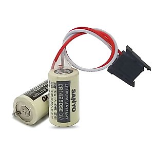 STEPMAX (2 Pack Sanyo FDK CR14250SE 3V Lithium Battery, 1800mAh 1/2AA PLC Battery for 1747-BA Backup Power Supply with Balck Plug