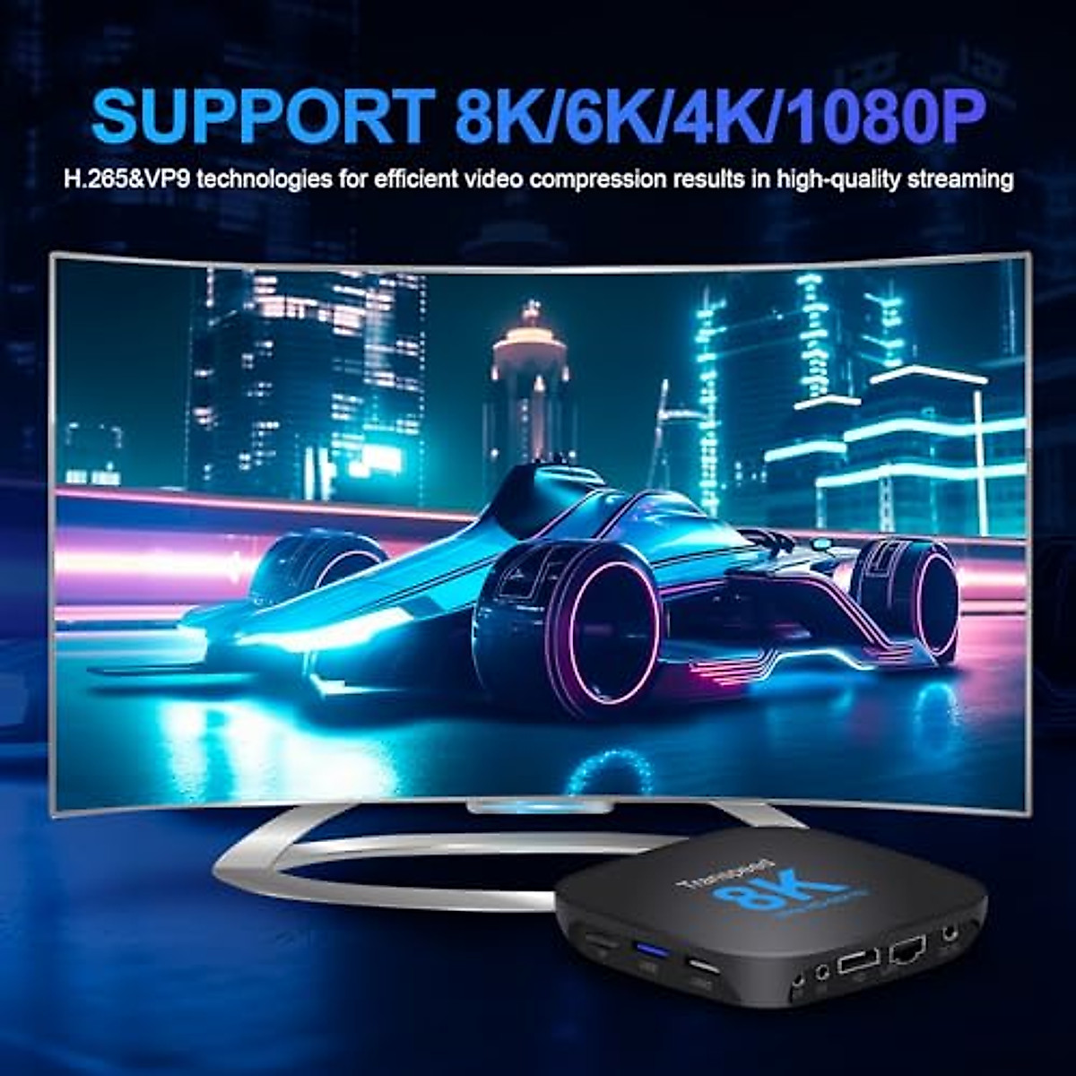 Android TV Box 13.0 2GB 16GB Support 8K 6K 2.4G 5.0G WiFi TV Box Android 2023 RK3528 Chipset with HDR10 BT5.0 USB 3.0 3D 100M Ethernet
