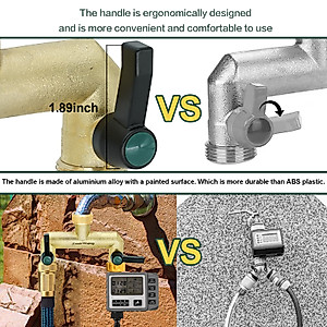 ZaakWang Brass Garden Hose Splitter, 3/4" 3 Way Tap Splitter,Hose Tap Splitter Connection with 3 Individual On/Off Valve and Extended Handle, Hose Pipe Tap Splitter for Garden Outdoor Home