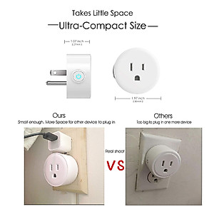 WOOSTAR WIFI Smart Plugs, Mini WiFi Outlet Compatible with Alexa, Google Assistant for Voice Control, No Hub Required, WiFi Enabled Remote Control, Timer Function-4 Pack