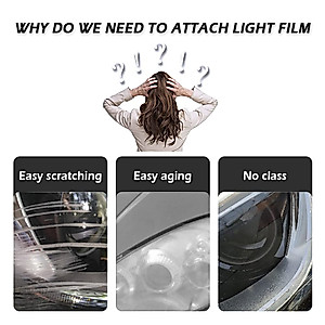 12 X 48inch Car Light Tint Film, Cuttable&Stretchability Car Headlight Taillight Fog Light Vivid Vinyl Wrap Protector,Non-Marking Self-Adhesive Decals Car Decor (Matte Black)