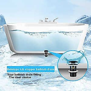 Beletops Black Pop up tub Drain Stopper kit for Freestanding tub Drain/Stopper, Suitable for Bathtub Drain kit(Matte Black)