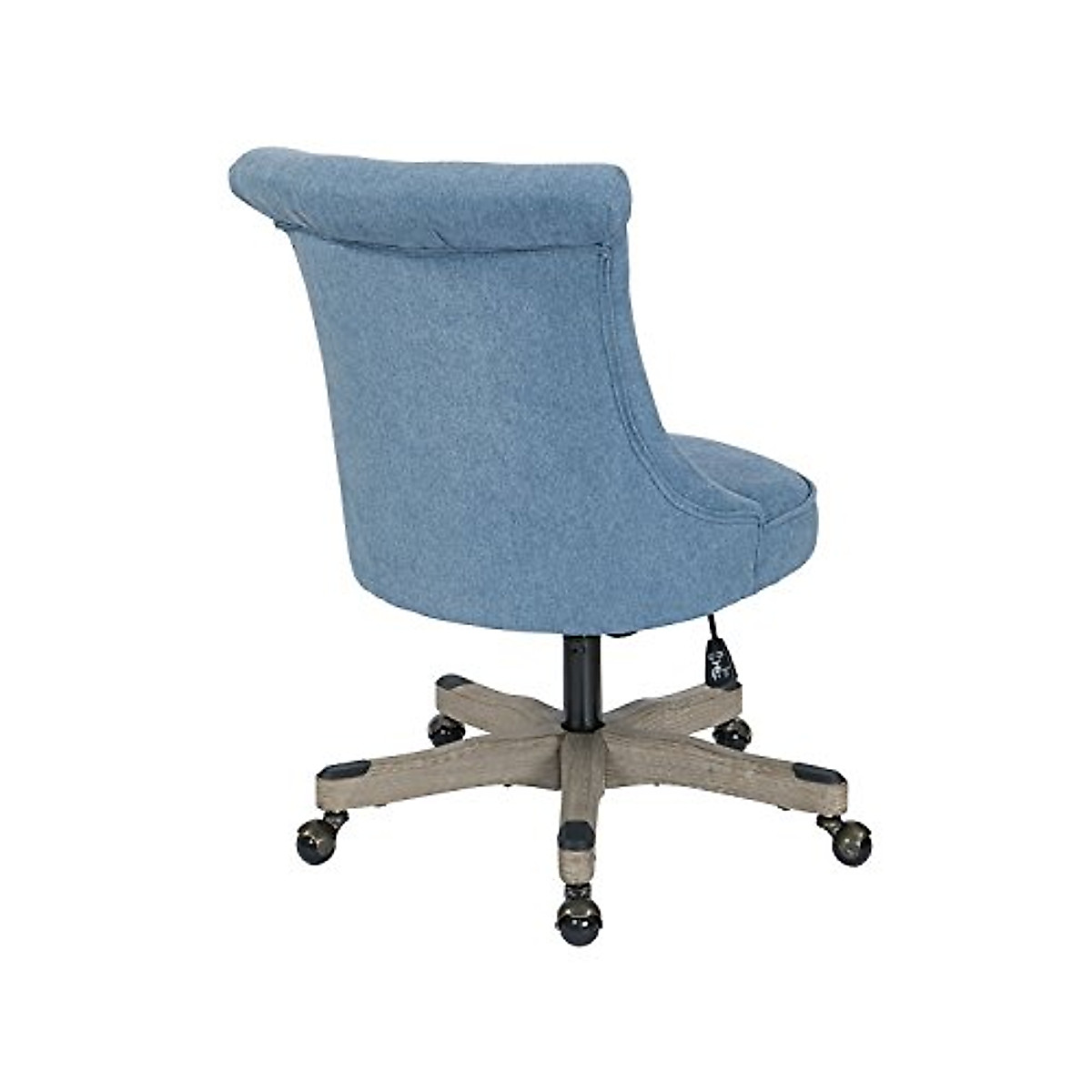OSP Home Furnishings Hannah Tufted Office Chair with Adjustable Height and Grey Wood Base, Sky Fabric