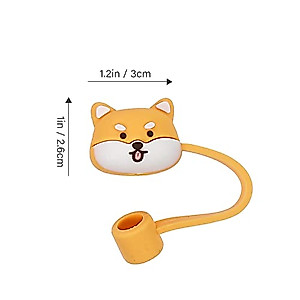 ABOOFAN 6pcs Silicone Straw Tips Covers Lovely Animals Drinking Straw Tips Reusable Rabbit Straw Toppers Dinosaurs Straw Plugs Caps for Easter Hawaii Kids Party Decor