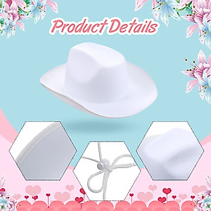 Silkfly 12 Pcs Felt Cowgirl Hat with String Bride Cowboy Hats Black and White Bachelorette Cowgirl Accessories for Party Wedding Engagement Cosplay