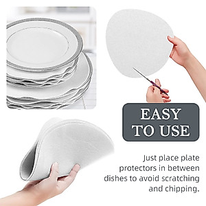 Felt Plate Storage Dividers, 36 Pack Premium Felt Round China Dish Separators Pads Plate Dividers with 3 Sizes, Dish Storage Protectors Pads for Packing Stacking Cookware (White)