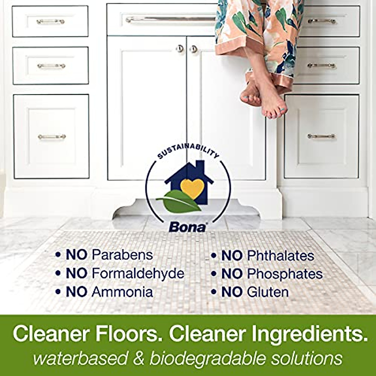 Bona Multi-Surface Floor Cleaner Spray, for Stone Tile Laminate and Vinyl LVT/LVP, Unscented, 32 Fl Oz