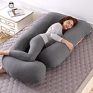 BATTOP Pregnancy Pillow Cover for U+J Shaped Body Pillow,57 inch Large Pregnancy Pillowcase,Cooling,Machine Washable Replacement Cover,Fits Most 55/57 Inch,Cover Only