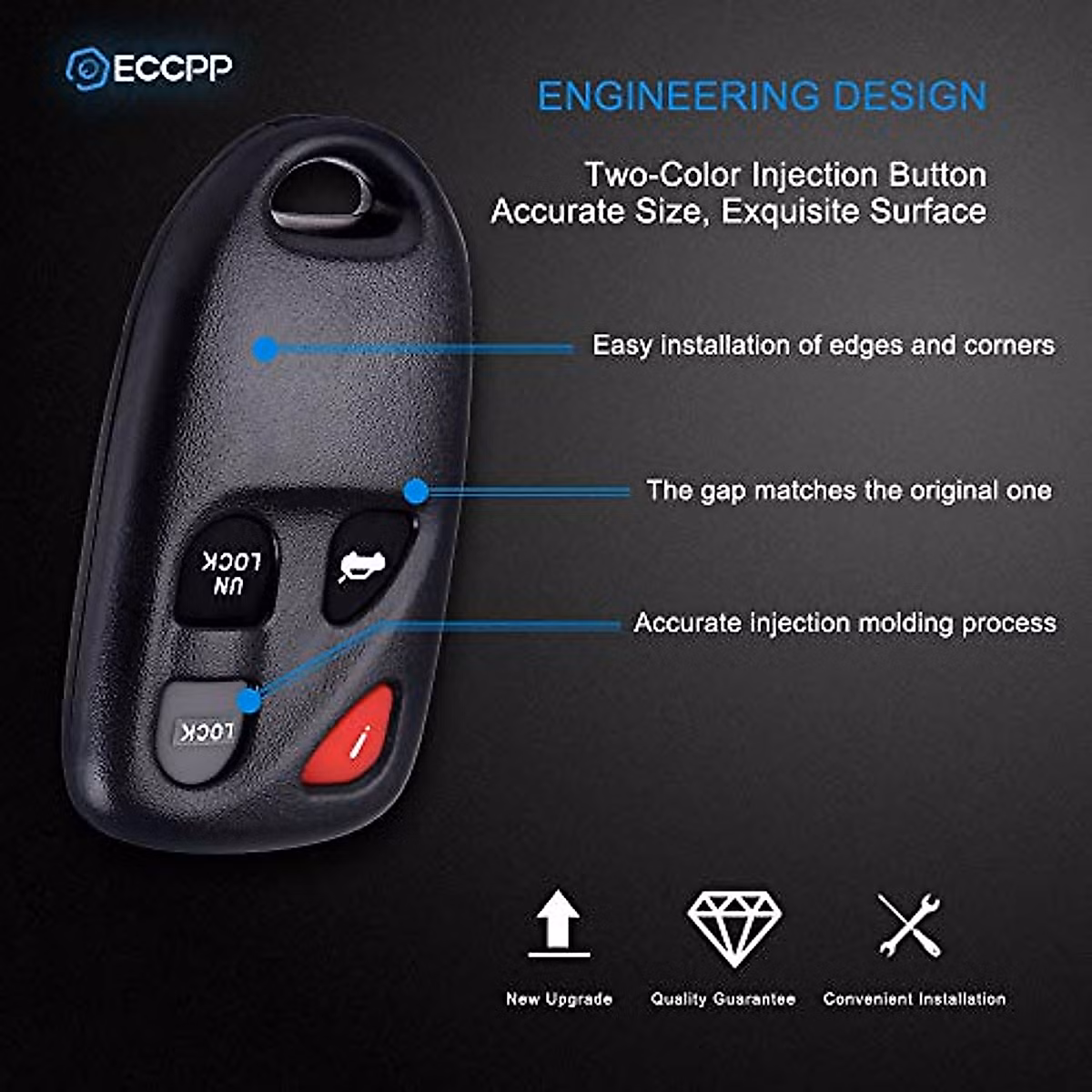 ECCPP KPU41805 Replacement for Keyless Entry Remote Key Fob 03 04 05 for Mazda 6 KPU41805 41805 4238A-12076 (Pack of 1)