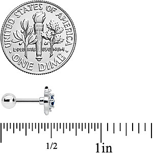 Body Candy 16G Womens Stainless Steel Clear Blue Accent Swirl Cartilage Earring Helix Tragus Jewelry 1/4"