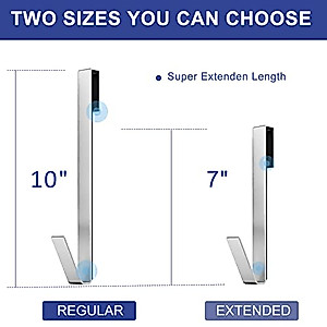 10 IN Shower Door Hooks, Towel Hooks for Bathrooms Extended Shower Hook,Heavy Duty Drilling-Free Shower Towel Hook Suitable for Frameless Glass Shower Door,Over the Door Towel Rack 3 Pack-Silver