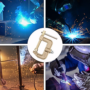 hynade Welding Ground Clamp 500A G Shape Brass Ground Earth Clamp for Tig Mig MMA Welder, Clamping Range up to 43mm