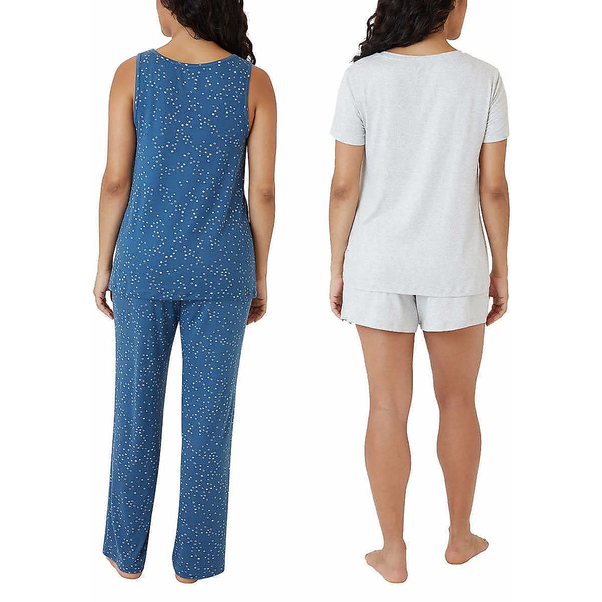 Eddie Bauer Women 4-Piece Pajama Set (as1, alpha, s, regular, regular, Gray/Blue)