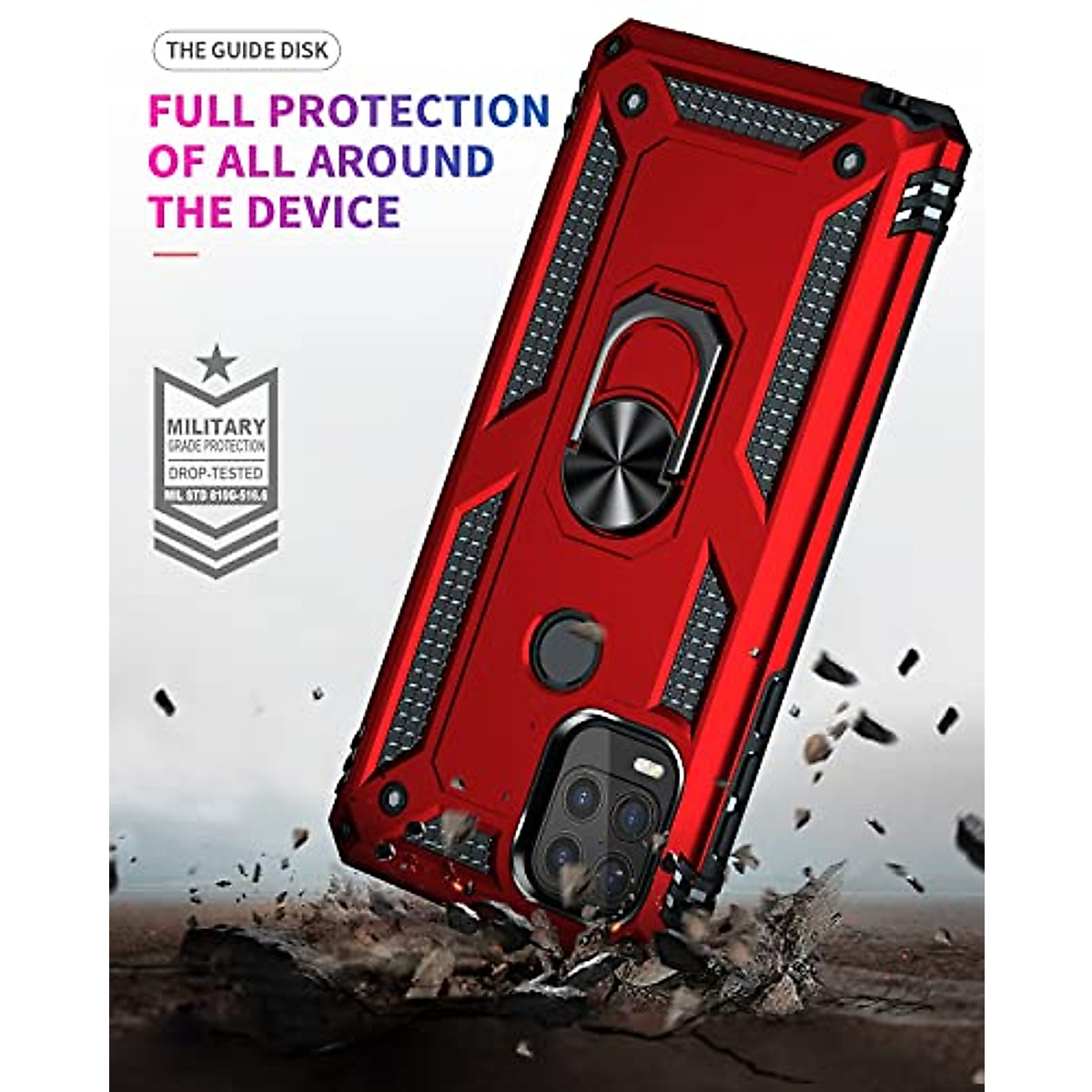YZOK Compatible with Moto G Stylus 5G Case,with HD Screen Protector,[Military Grade] Ring Car Mount Kickstand Hybrid Hard PC Soft TPU Shockproof Protective Case for Motorola G Stylus 5G (Red)