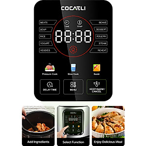Cocaeli 13-in-1 Electric Pressure Cooker, Rice Cooker, Steamer, Sauté, Yogurt Maker, 10 Safety Features, Non-Stick Inner Pot, 6 Quart, Stainless Steel