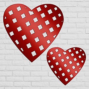 2 Pieces Metal Hollowed Out Heart Wall Decor Distressed Style Heart Shape Sign Rustic Heart Shape Hanging Wall Art for Outdoor Indoor Home Living Room Bedroom Garden Yard Decoration (Rustic Red)