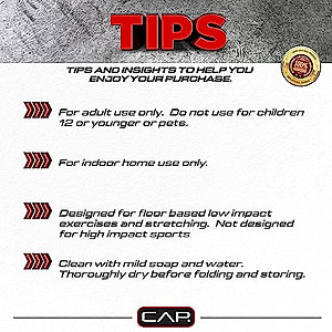 CAP Barbell All Purpose Folding Anti Tear Exercise Training Aerobic Fitness Gym & Gymnastics Balance Mat. 72"L x 24"W x 2"Thick. BLUE