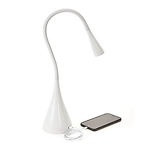Newhouse Lighting NHGS-LED-WH Gooseneck LED Desk Lamp, USB Charging, Touch Dimming, 4.5" x 26" x 4.5", White