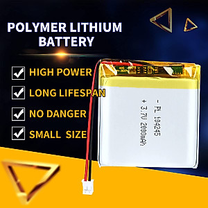 AKZYTUE 3.7V 104245 2000mAh Lithium Ion Polymer Batteries Rechargeable Lipo Battery Pack with PH2.0mm JST Connector