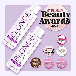 NO MORE BRASS Purple Shampoo And Conditioner Set (2 x 16.9 Fl Oz) SULFATE FREE Purple Shampoo For Blondes And Purple Conditioner - Blonde Shampoo And Conditioner Set To Eliminate Yellow Brassy Tones