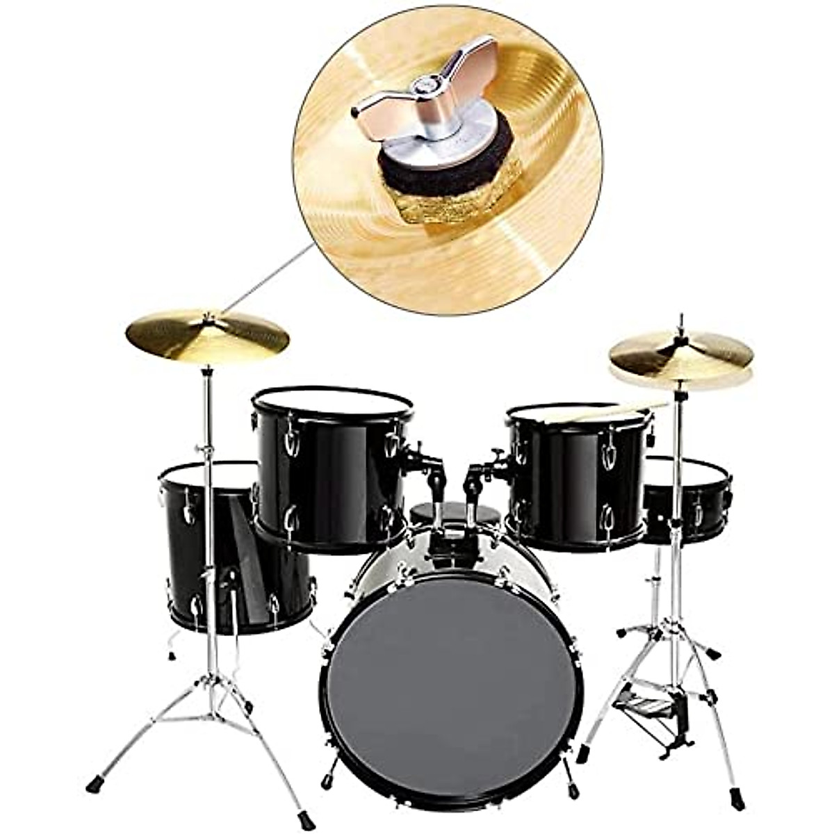 Jiayouy Drum Set Parts Hardware Pack 64pcs Tension Rods(15mm-90mm) Bass Drum Porthole Protector Cymbal Felts Hi-Hat Clutch Washer Sleeves and Base Wing Nuts Cymbal Replacement Accessories