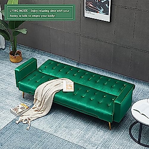 Eliantte Convertible Futon Sofa Bed Couch, Flannelette Sleeper Sofa Couch for Living Room, Loveseat Sofa Bed for Apartment,Studio,Guest Room, Home Office, Green