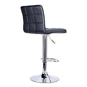 Leopard Modern Square PU Leather Adjustable Bar Stools with Back, Set of 2, Counter Height Swivel Stool, Barstools for Kitchen Counter (Black)