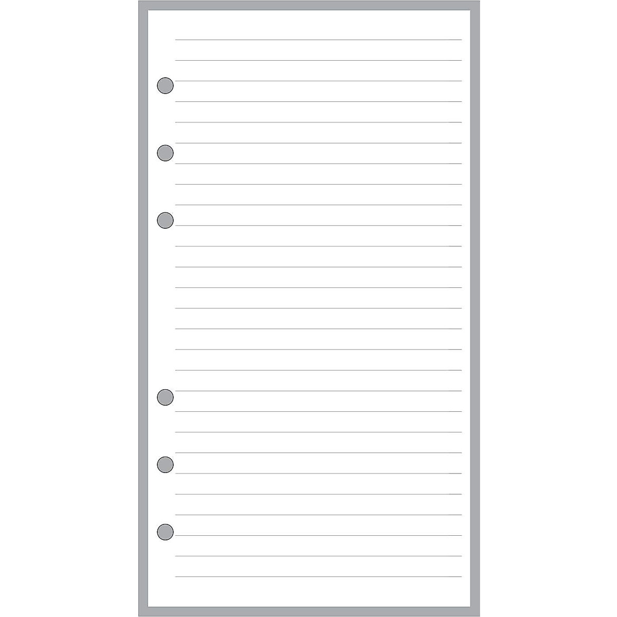 Personal Size Notes Insert with Simple Lines Spaced 1/4", Sized and Punched with 6 Holes for Personal Size Notebooks by Filofax, Louis Vuitton (PM), Kikki-K, and Others. (3.7" x 6.75")