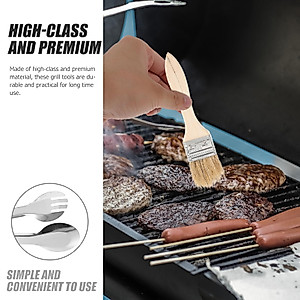 YARNOW 2 Sets Barbecue Tool Set Grill Brush Grilling Tools Grill Cooking Kit Grill Spatula for Outdoor Grill Basting Brush Food Tongs Stainless Steel Cooking Utensils Multifunction