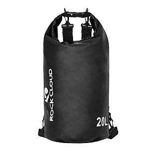 ROCK CLOUD Dry Bag Waterproof 20L Dry Sack for Kayaking Rafting Boating Beach Surfing Swimming Canoe Camping Hiking Fishing Ski, Black