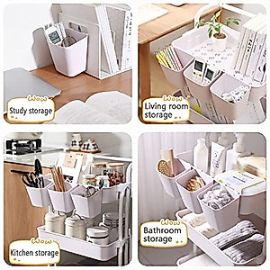 AYVANBER 6 Pack Hanging Cup Holder for Rolling cart Accessories Hooks Little Hanging Buckets Hanging Storage Bins Craft Supplies for Rolling Utility Cart Slim Storage Cart (Teal)